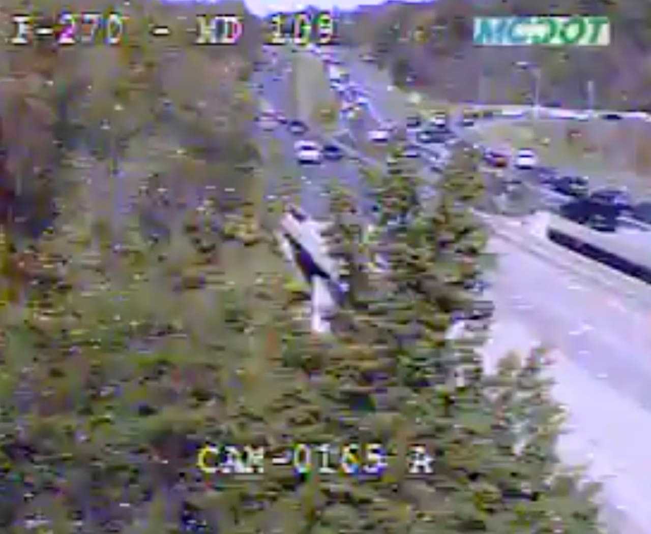 Overturned Dump Truck Spills Fuel Onto Roadway Shuts Down I 270 In