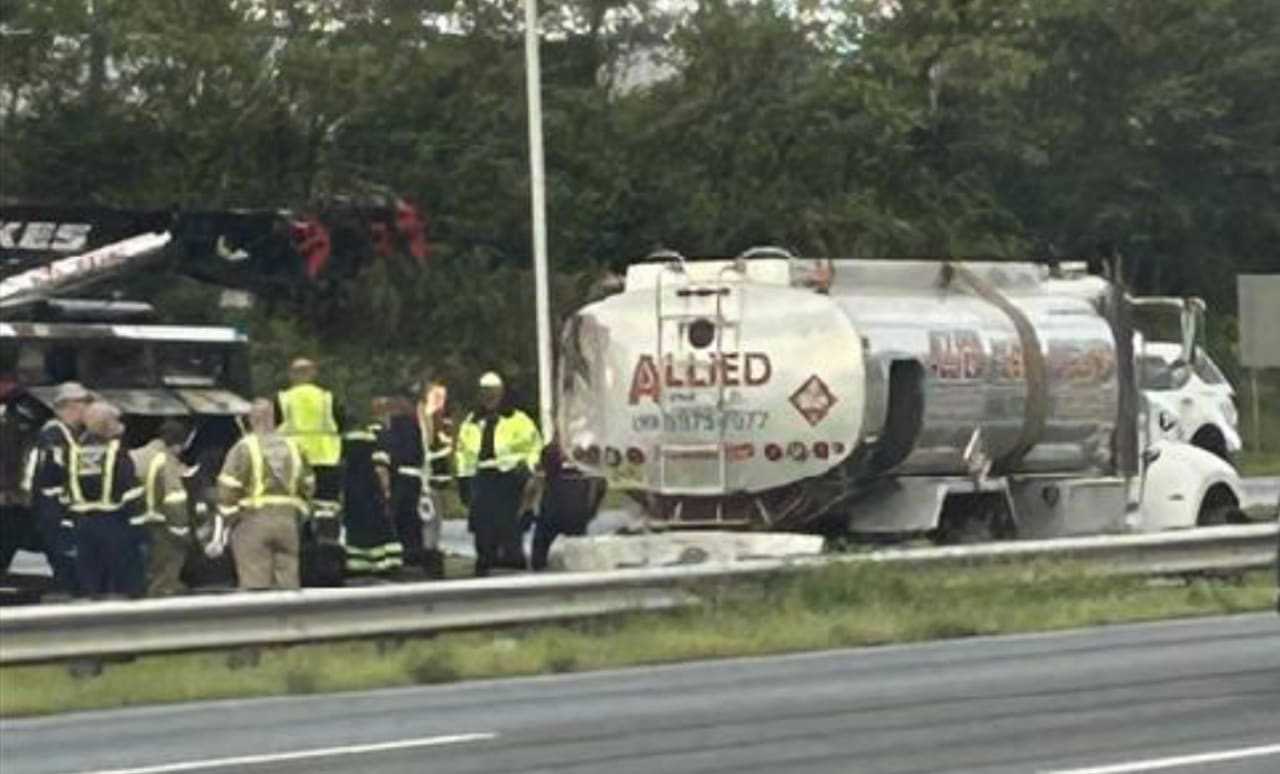 Driver Hospitalized After Tractor Trailer Hauling Diesel Fuel Overturns
