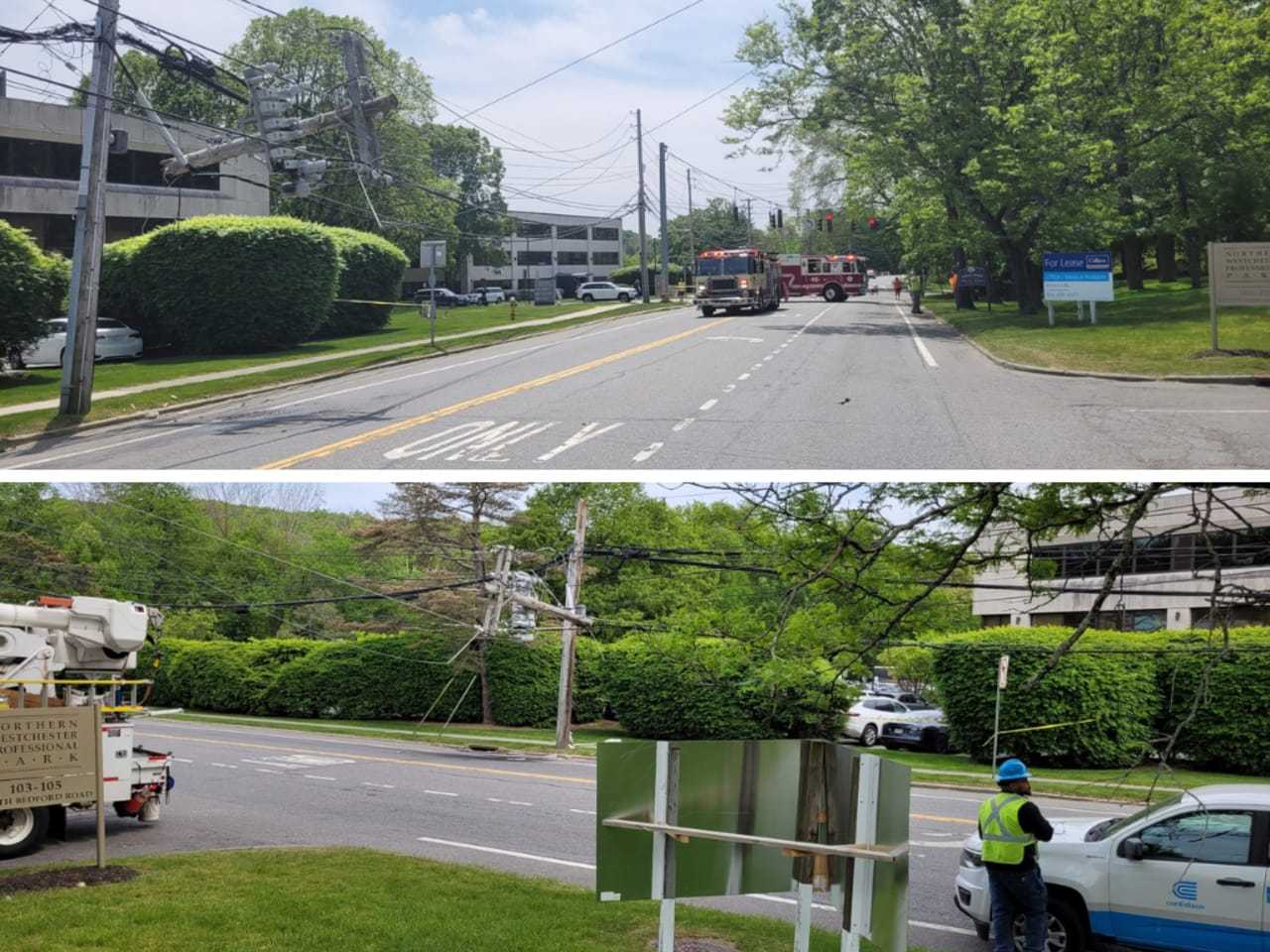 Fallen Telephone Pole, Low Wires Close Route 172 In Mount Kisco | Mt ...