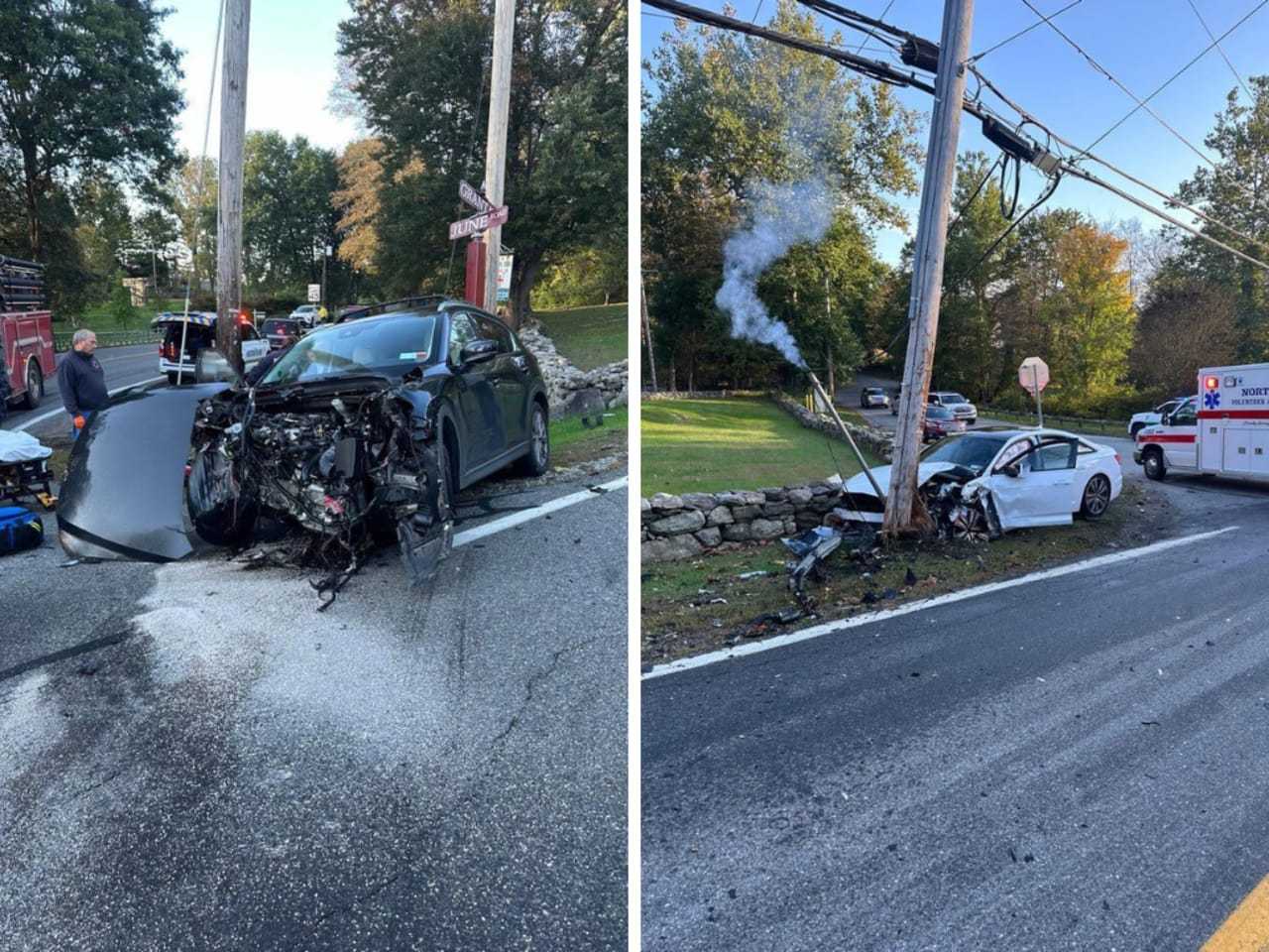 2 Injured, Utility Pole Snapped In Head-On Crash In Westchester ...