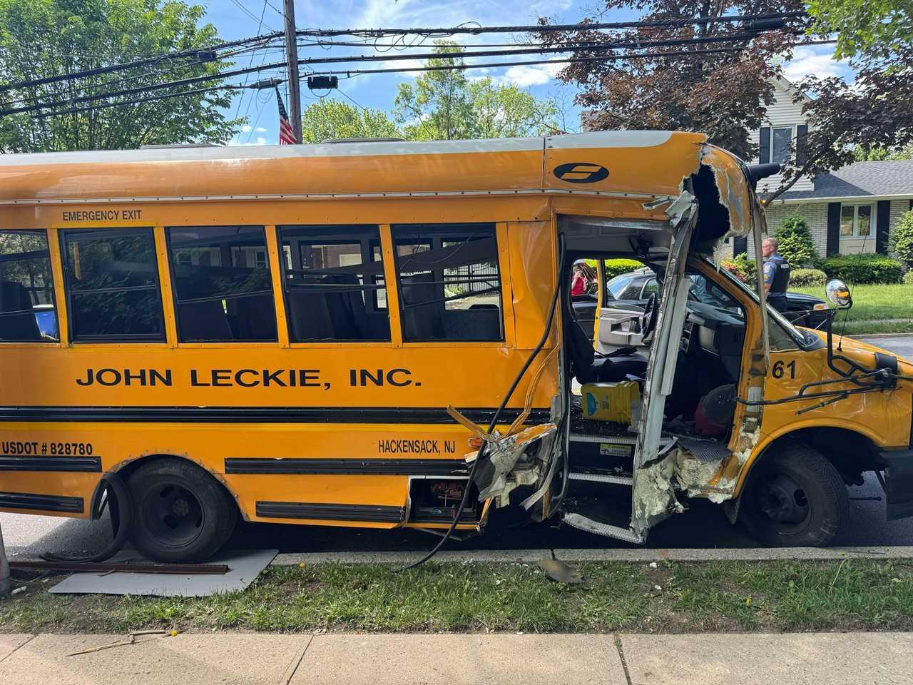 School Bus Slams Utility Poles In Paramus While Picking Up Students ...