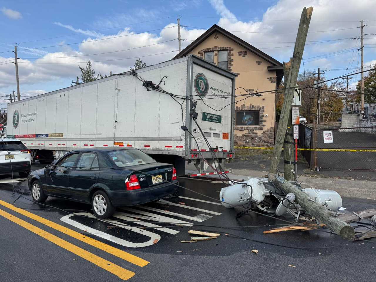 Wires Left Draping Over Tractor Trailer, Cars In East Rutherford Crash ...