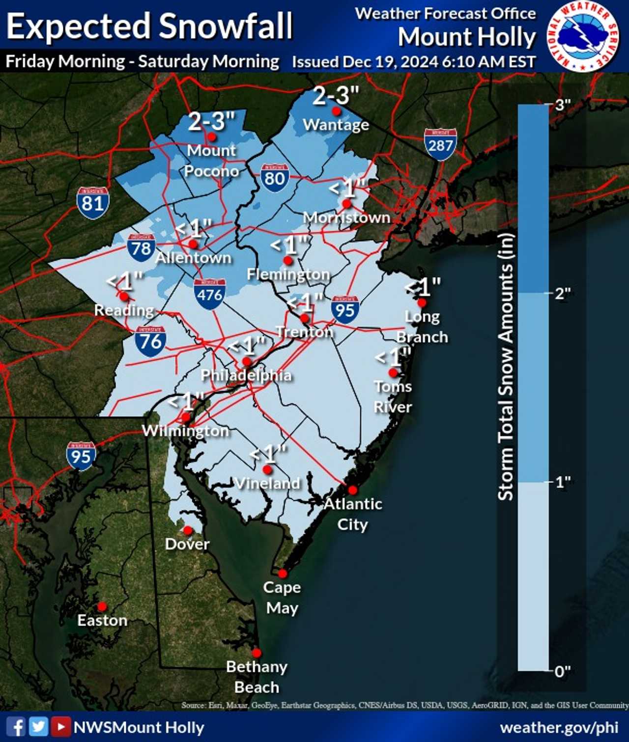 1 To 3 Inches Of Snow Expected This Weekend In Parts Of NJ, PA: Here's ...