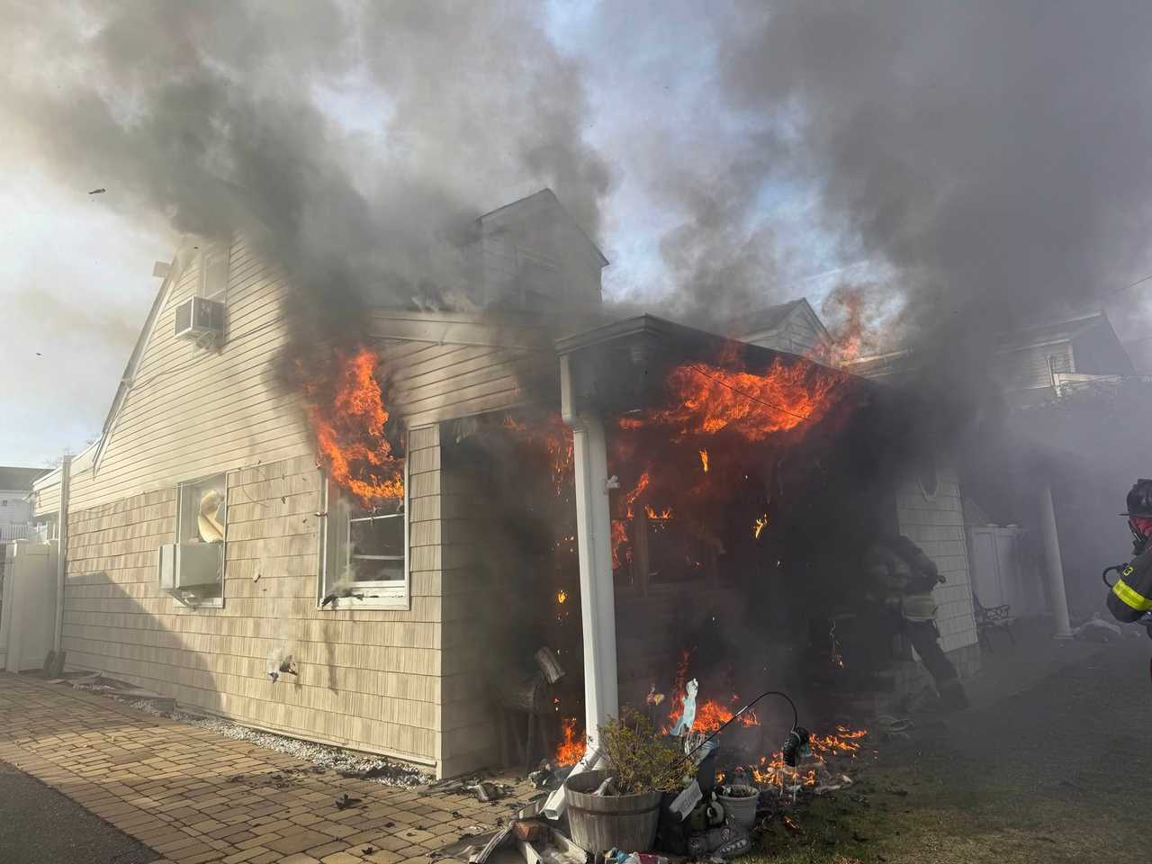 House Fully Engulfed In Flames In Oceanside: Arson Bomb Squad | Elmont ...