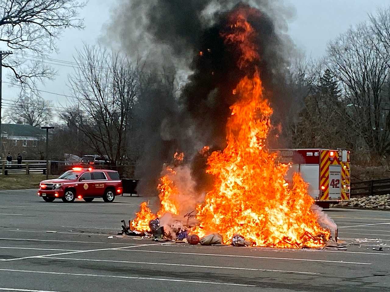 Garbage Truck Fire Forces Emergency Dump In Parking Lot (Photos ...