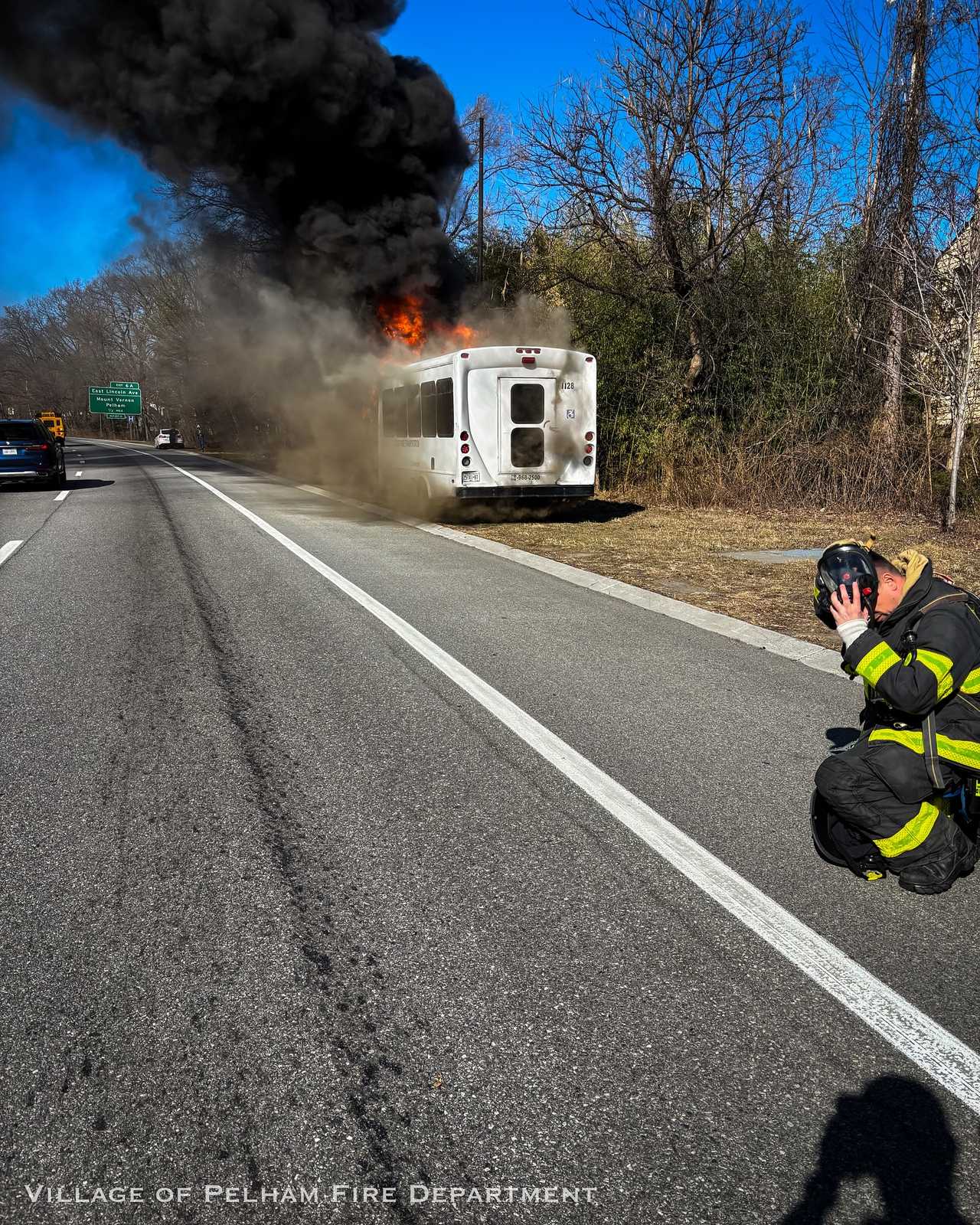 Bus Catches Fire on Hutchinson River Parkway In Pelham | Pelham Daily Voice