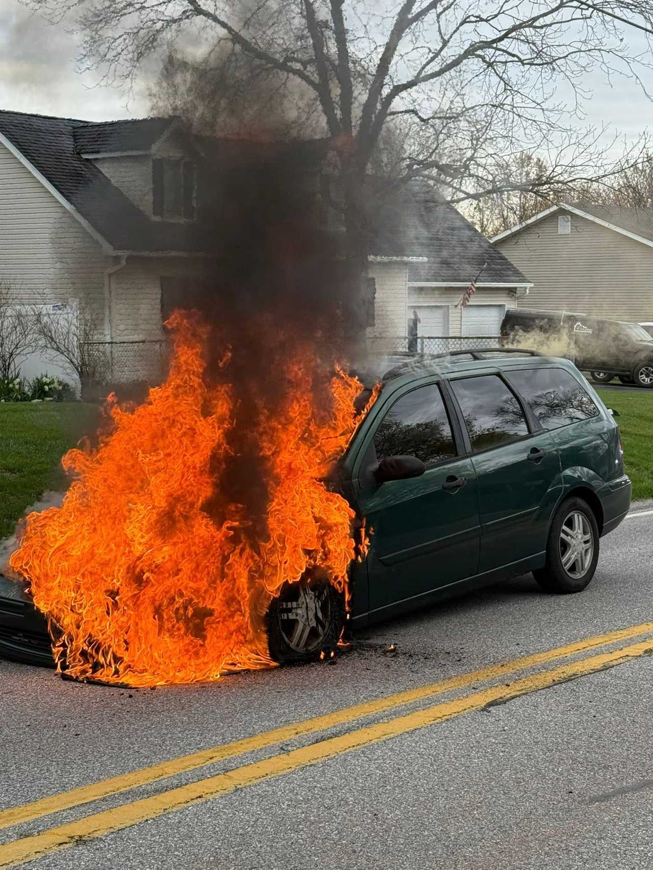 Minivan Erupts In Flames In Adams County: Gettysburg Fire Department ...