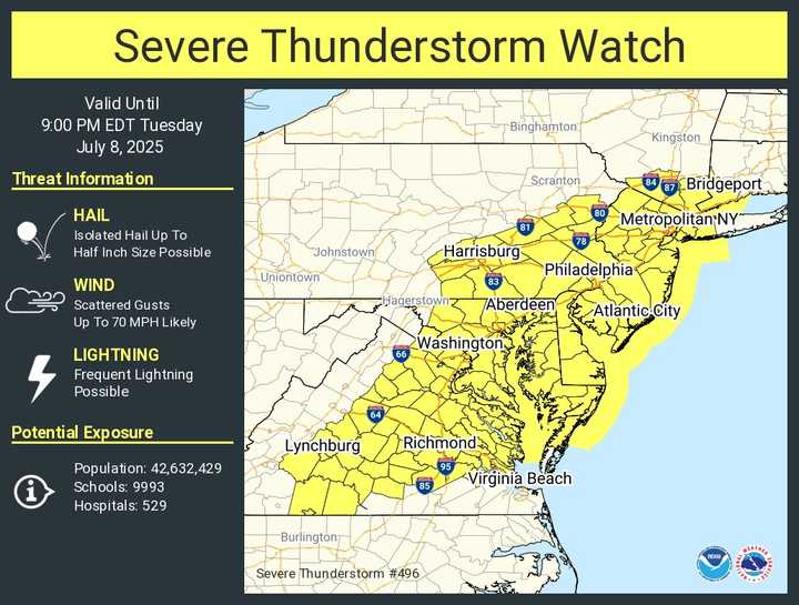 Severe Thunderstorm Watch Issued For All 21 NJ Counties As Storms, Flooding Loom | East ...