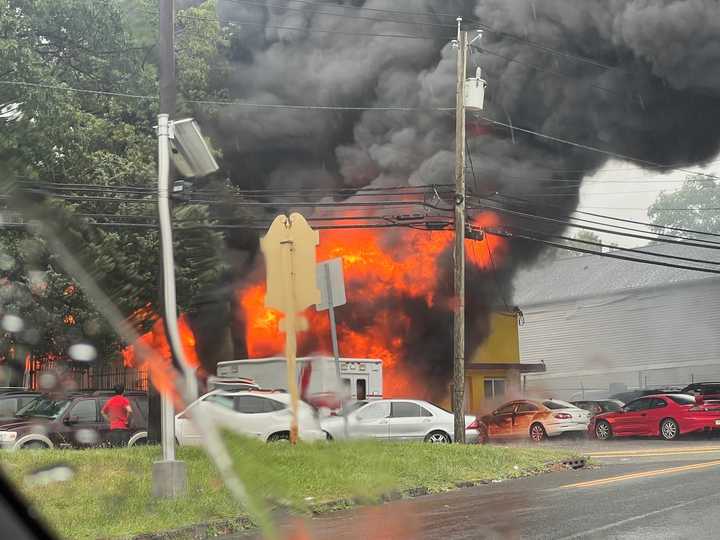 Massive Fire Breaks Out At Fort Lee Auto Shop, Firefighter Injured ...