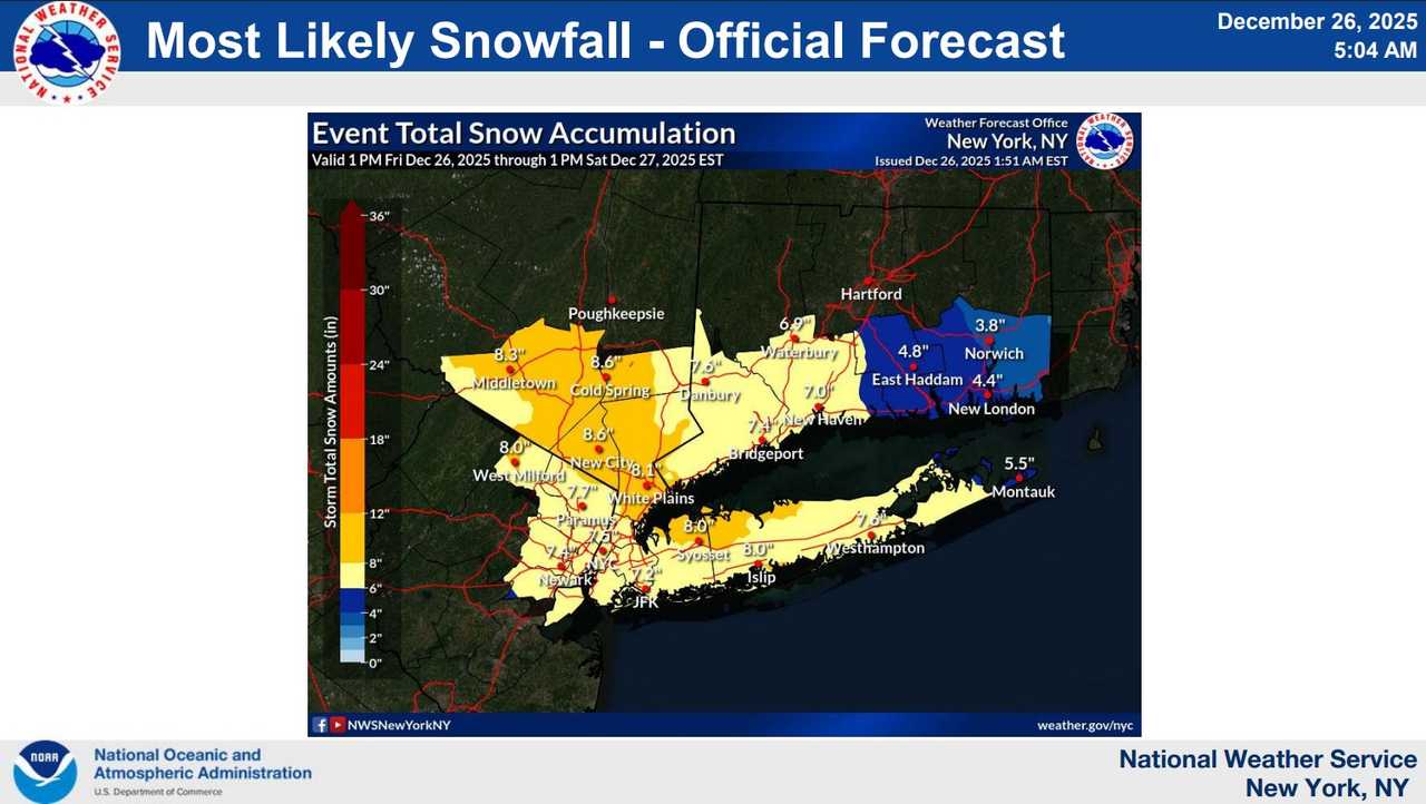 Now Up To 8 Inches: Tristate Snowfall Projections Rise Again For Post ...