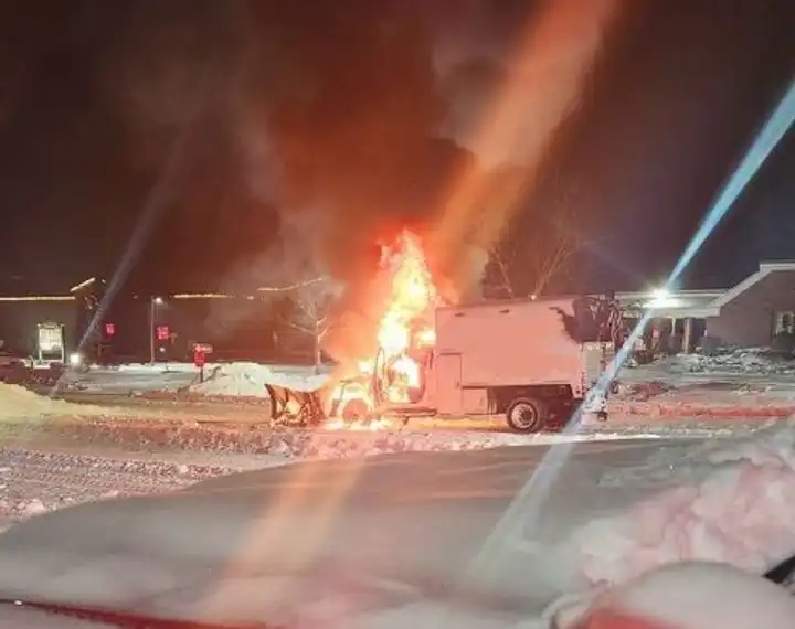 Plow Truck Goes Up In Flames At Shopping Center In Westchester ...