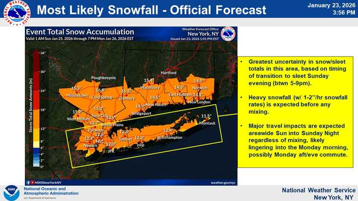 New Localized Storm Snowfall Map: These Tristate Locales Expected To ...