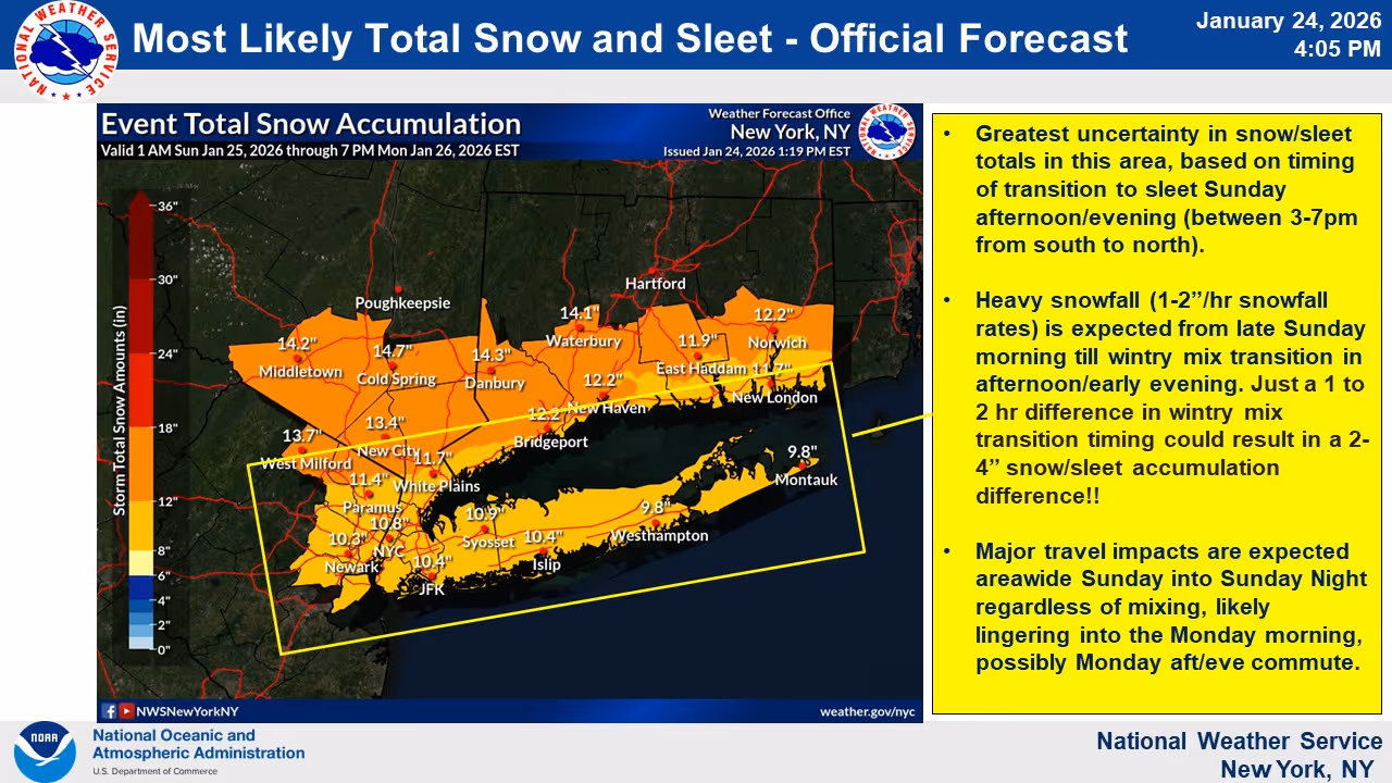 New Snowfall Map: Over 1 Foot Of Snow Now Forecast For Parts Of NY, NJ ...