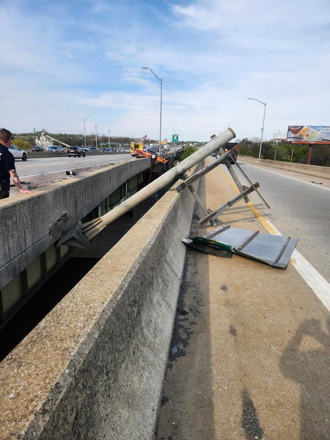 Crash Sends Highway Sign Flying Over Edge At I-83 2nd St Exit In ...