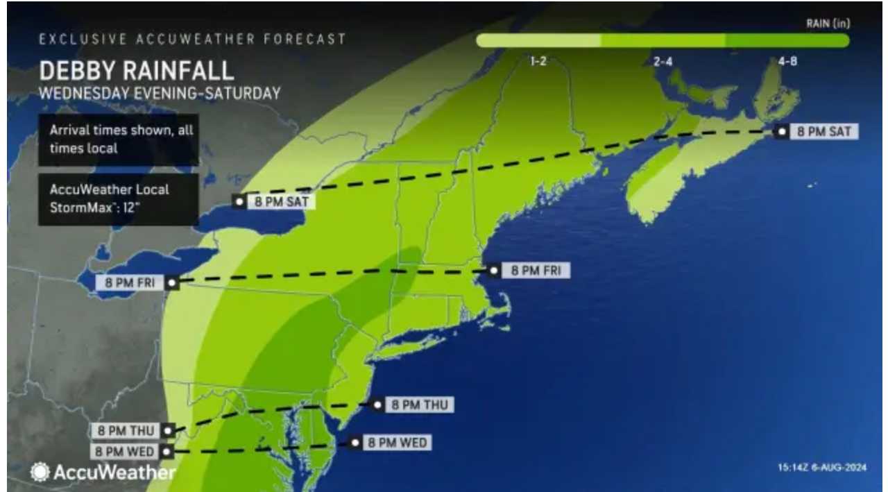 Downpours From Debby Could Cause Flooding: Here's Timing, Projected Rainfall Amounts | Shelton ...