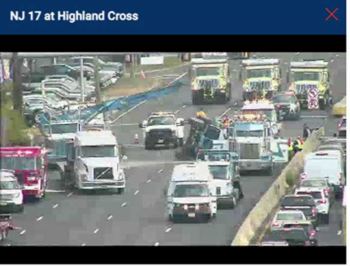 All Lanes Of Route 17 Closed By Overturned Construction Equipment In ...