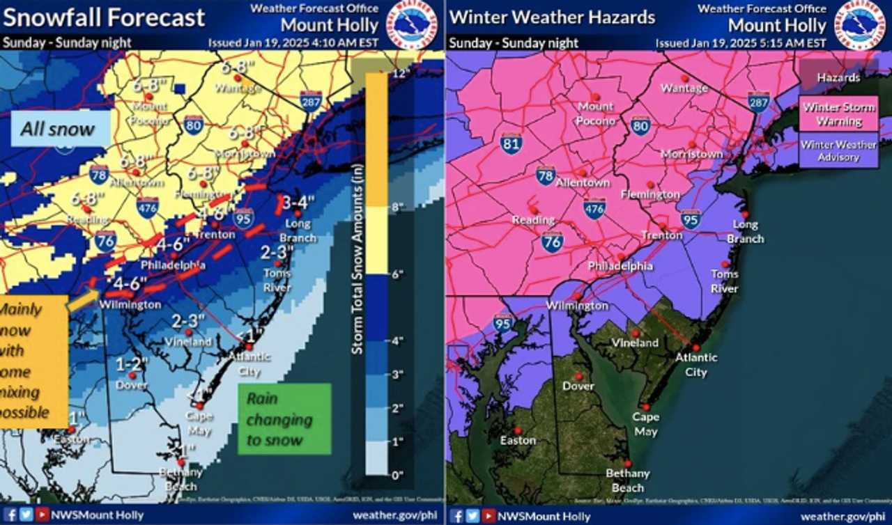 1 To 3 Inches Of Snow Now Predicted For South Jersey: See The Updated ...