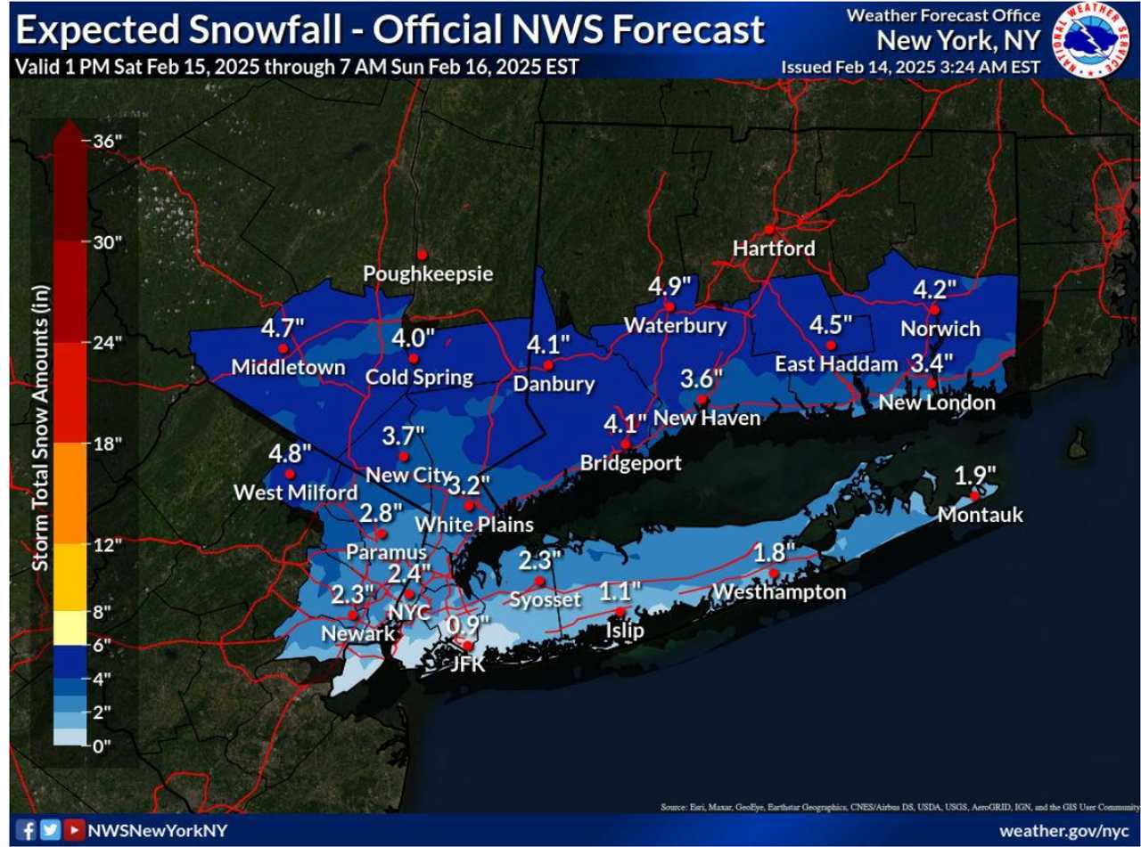 Snowfall Map: Here Are New Projections For Long Island As Winter Storm ...