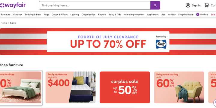 Wayfair's 4th Of July Sale Is On—Save Up To 70% Now | Derby Daily Voice