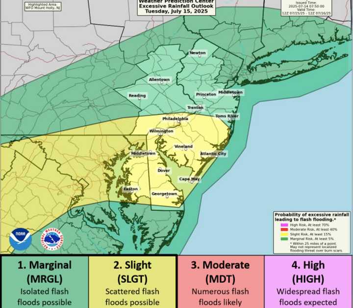 Flash Flood Risk In Ocean County: Up To 5 Inches Of Rain Possible, NWS ...