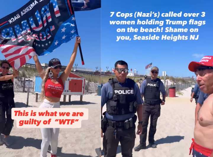 Trump Flags Or Beach Fees? Viral Video Shows 7 Cops Face Off With Women ...