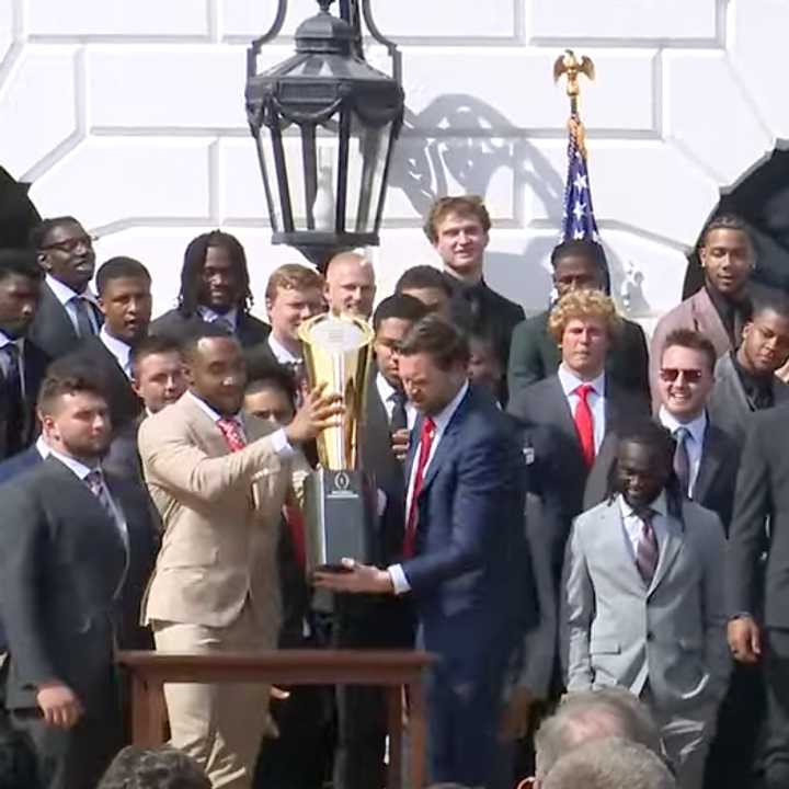 Watch: VP JD Vance Fumbles National Championship Trophy With Ohio State ...