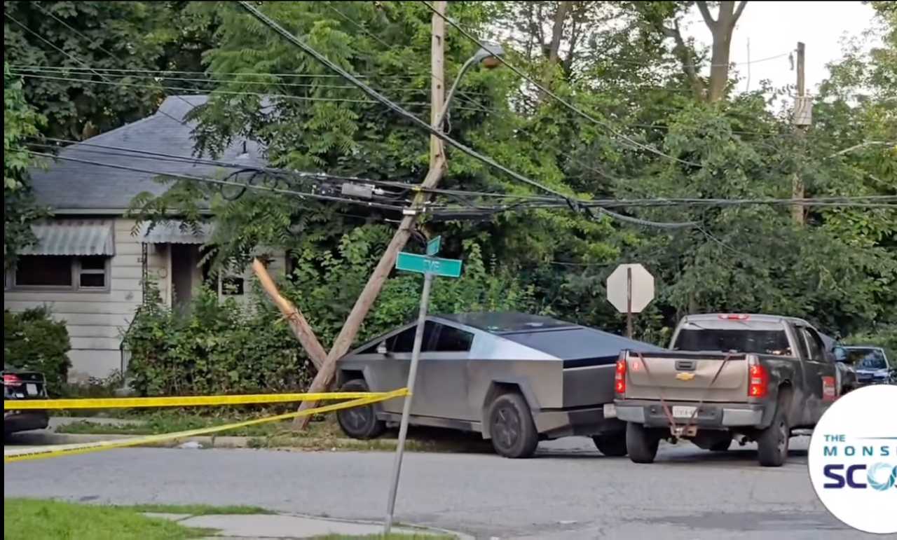 Tesla Cybertruck Crashes In Spring Valley, Snaps Utility Pole In Two ...