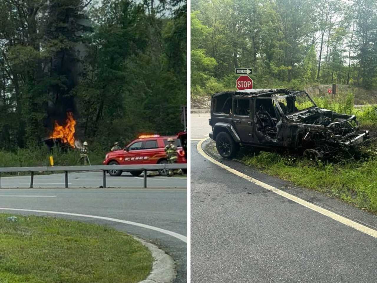 Car Catches Fire on Taconic Parkway Exit Ramp In NY | Pleasantville ...