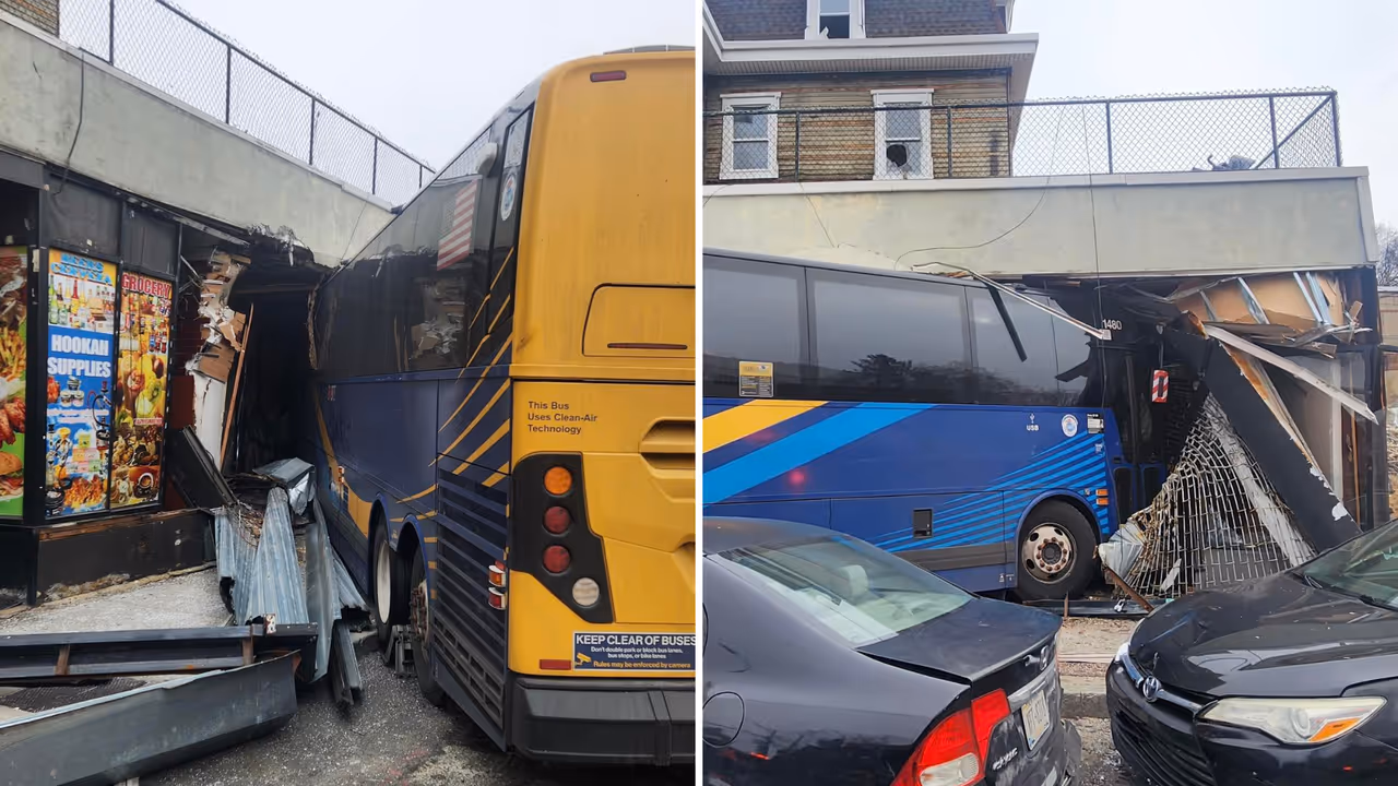MTA Bus Crashes Into Storefront, Parked Vehicles In Westchester ...