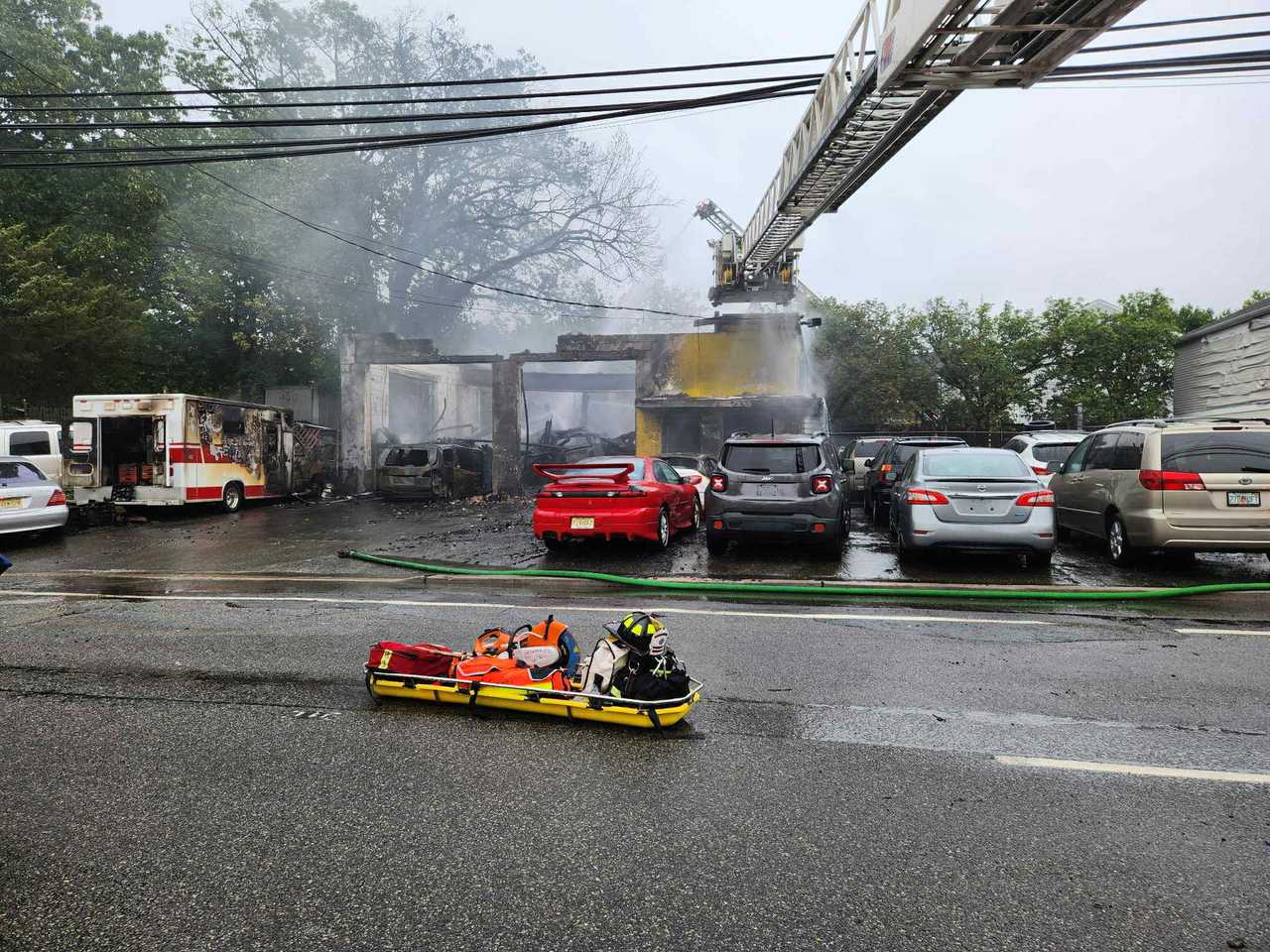 Massive Fire Breaks Out At Fort Lee Auto Shop, Firefighter Injured ...