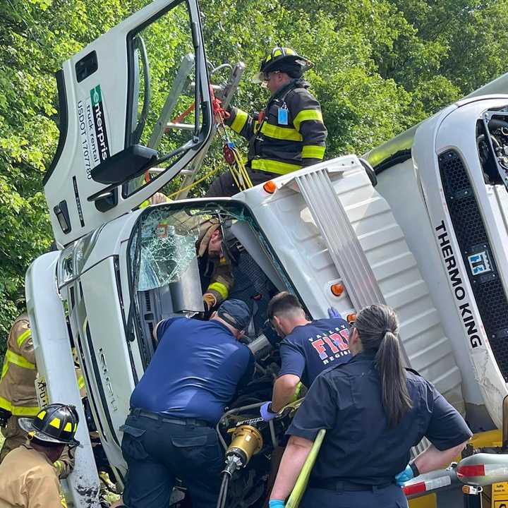 Box Truck Flips On Side During Route 80 Crash: Officials (Photos ...