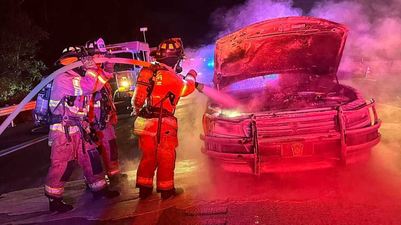 PA State Police Car Catches Fire On Route 80 | Springfield-Morton Daily ...